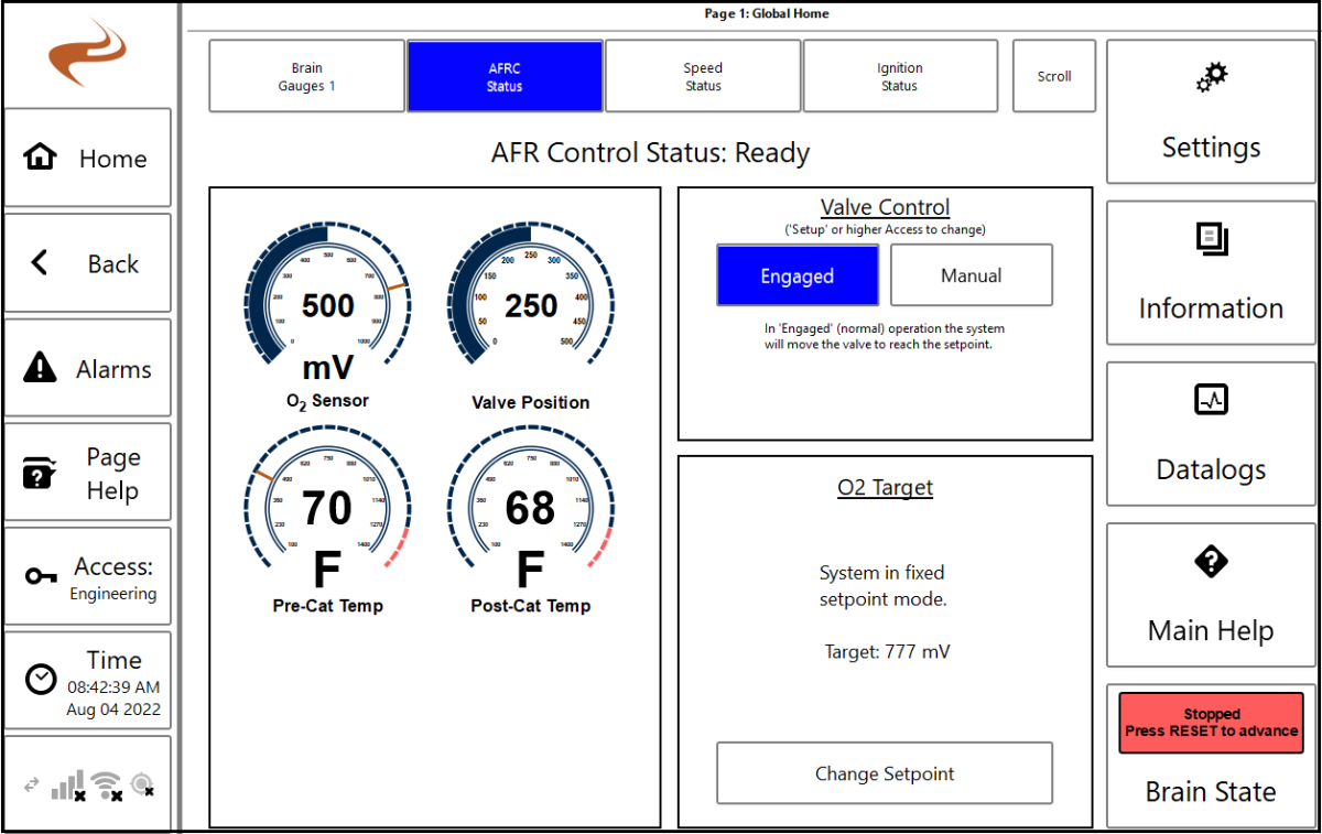 AFRC Home Screen - EMIT Controls