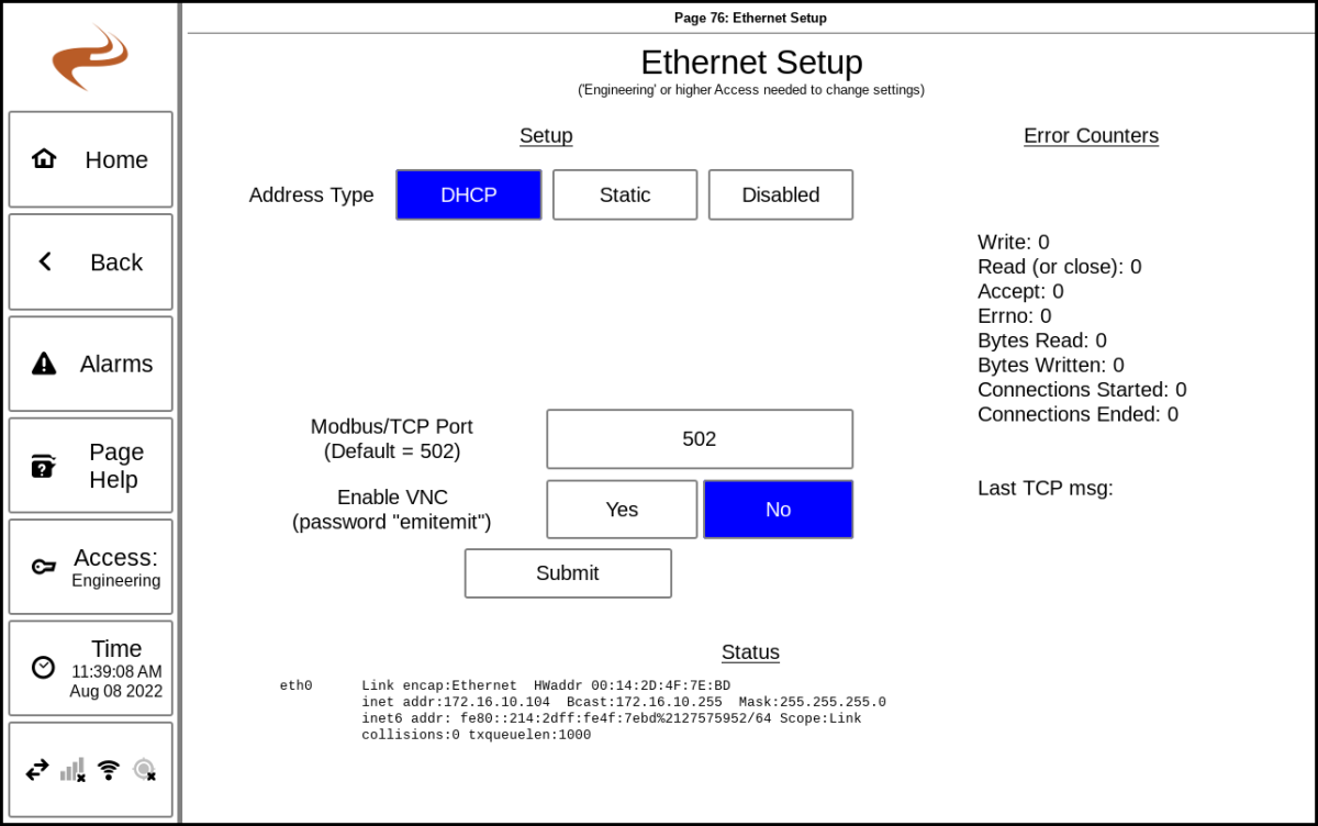 DCT System Settings or Utilities - EMIT Controls