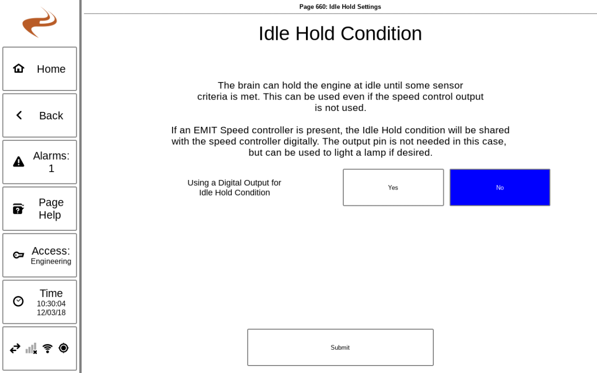 Annunciator Setup - Speed Control - EMIT Controls